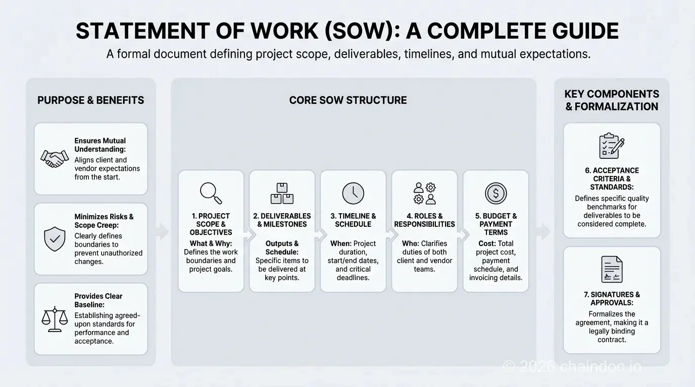 Statement of Work (SOW): guía y plantilla 2026 | Chaindoc